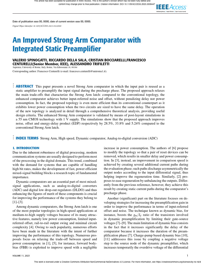 Improved Strong Arm Comparator Design | PDF | Analog To Digital ...