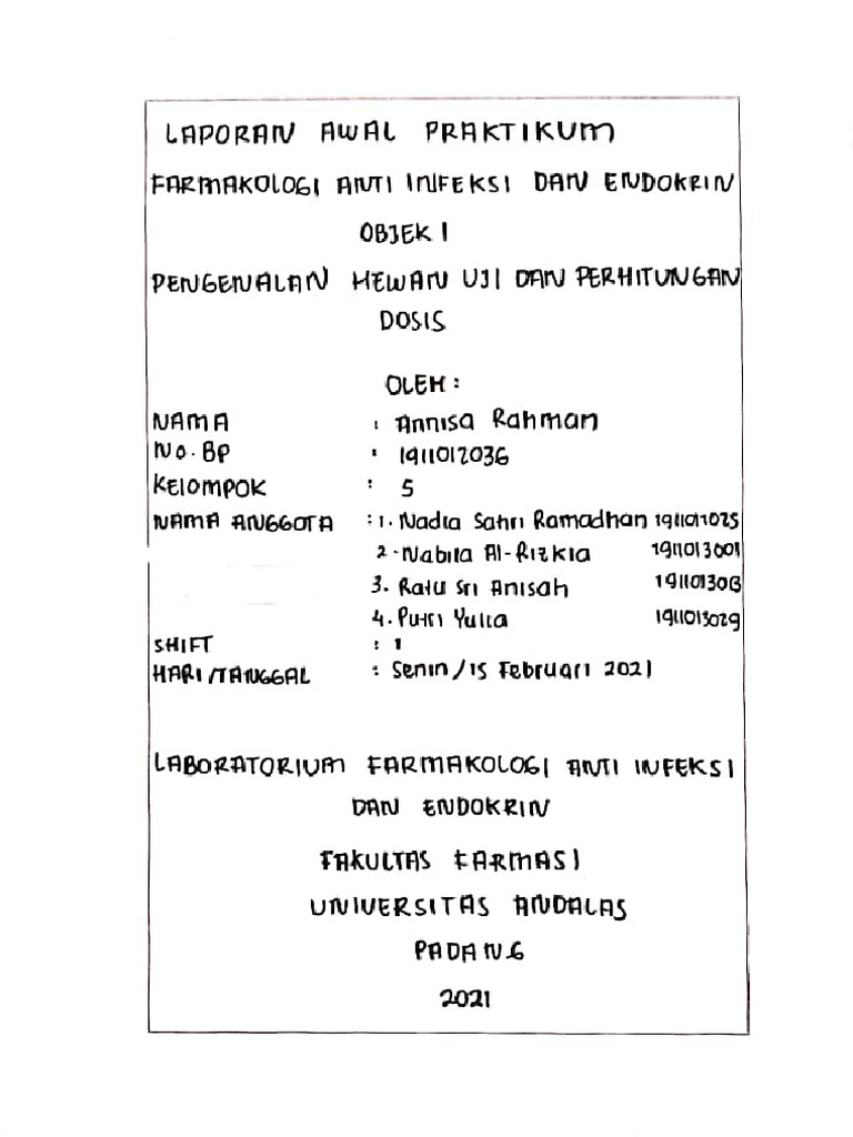 Annisa Rahman - Kel 5 - Objek 1 Farmakol Ai&e | PDF