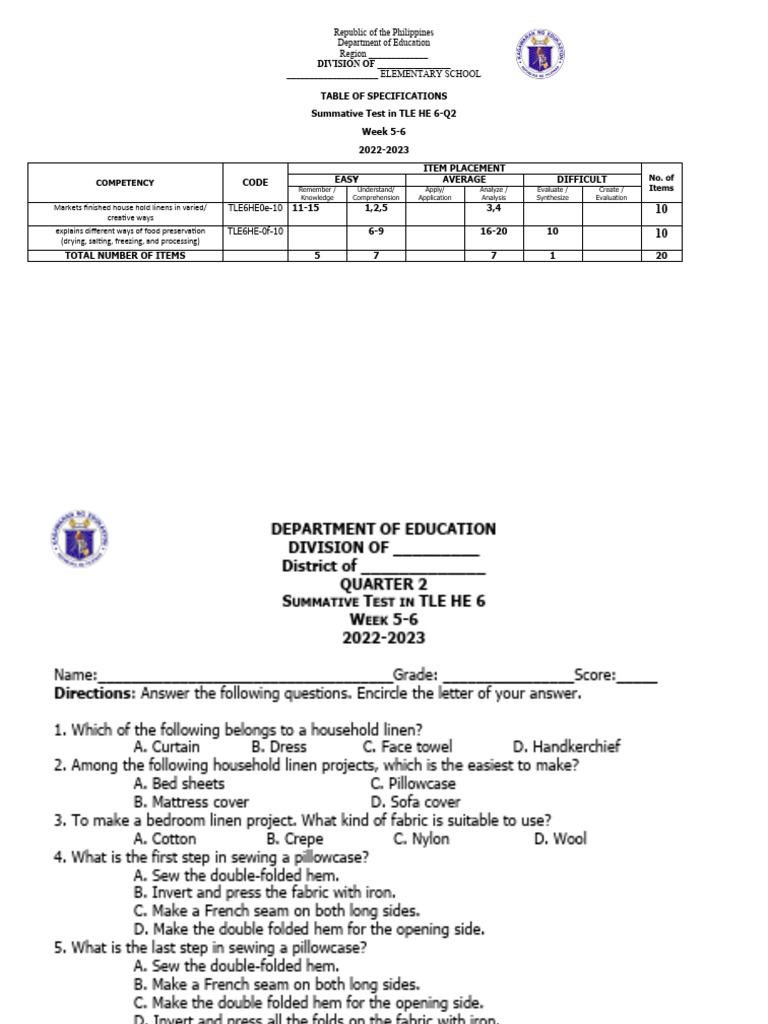 ST3 - Tle He 6 - Q2 | PDF