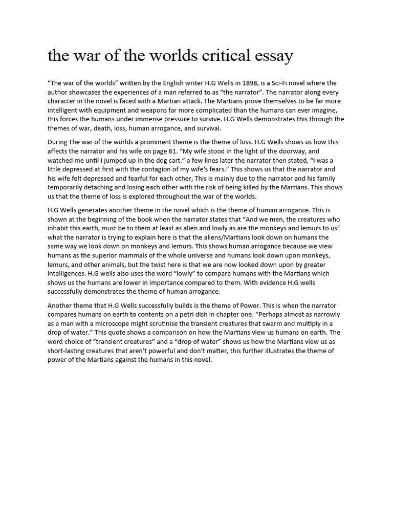 War of the Worlds Themes Analysis | PDF | The War Of The Worlds