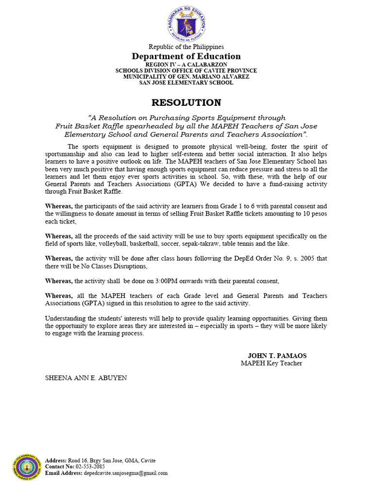 Mapeh Resolution | PDF