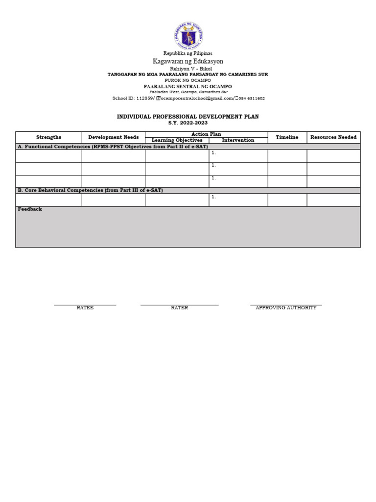 Individual Professional Development Plan 2022-2023 | PDF