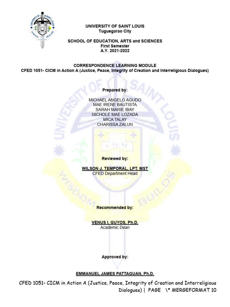 CFED 5 Module Week 1 | PDF | Christian Church | Interfaith Dialogue