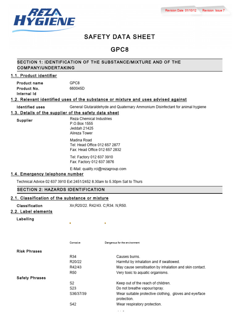 GPC 8 . - SDS | PDF | Dangerous Goods | Toxicity