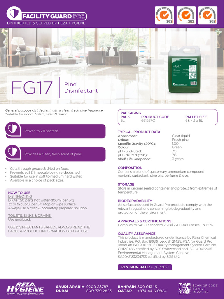 FG17 PDS | PDF | Perfume | Disinfectant