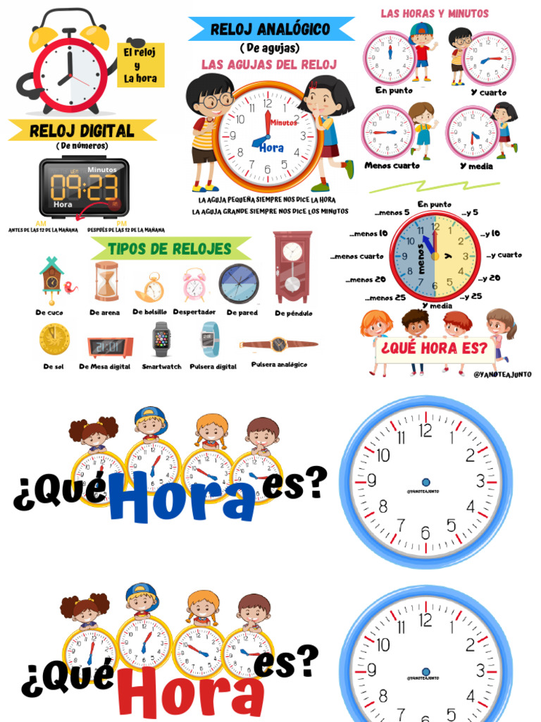 Actividades para aprender la hora en niños | PDF | Reloj | Horología
