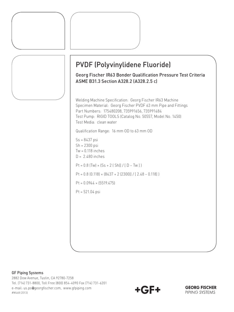 ASME B31.3 - PVDF IR63 Bonder Qualification | PDF