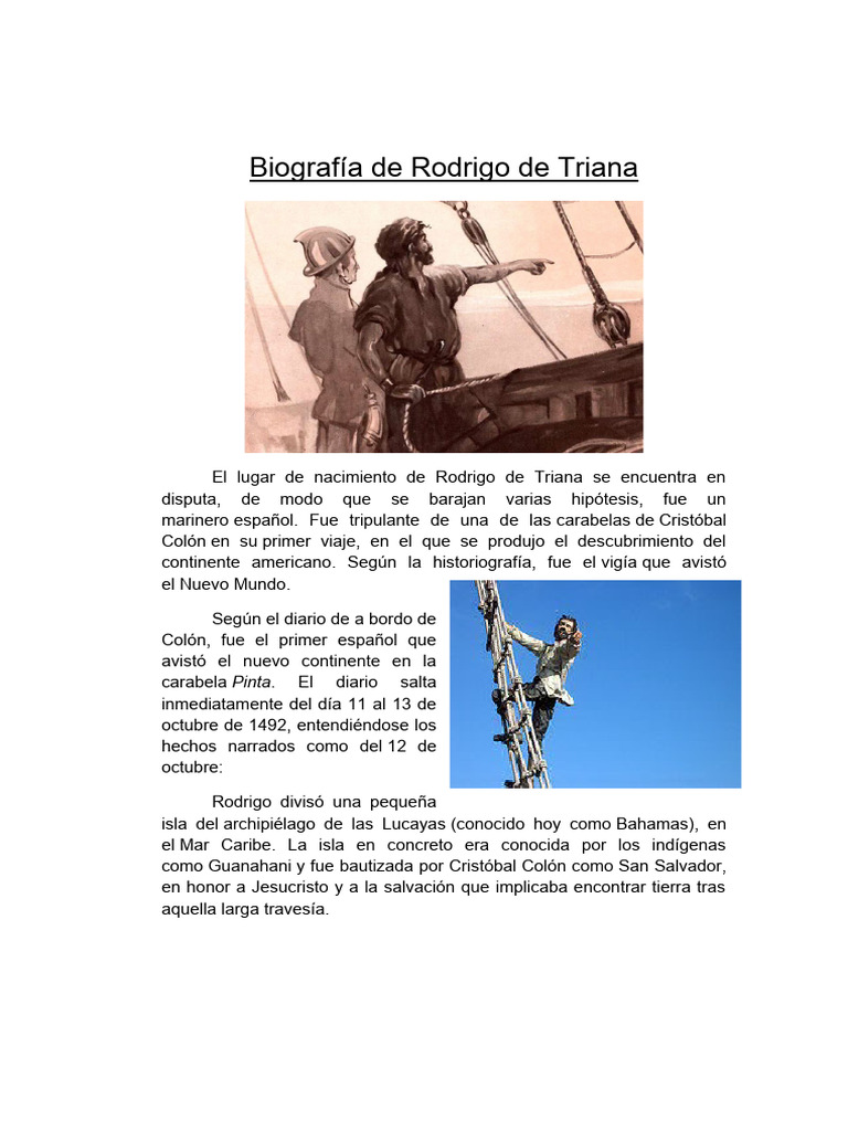 Biografia de Rodrigo de Triana | PDF | Ciencias sociales | Viajes y turismo