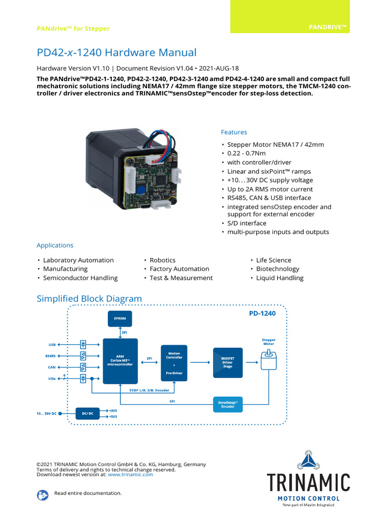 PD42-x-1240 Manual | PDF | Electric Motor | Electrical Connector
