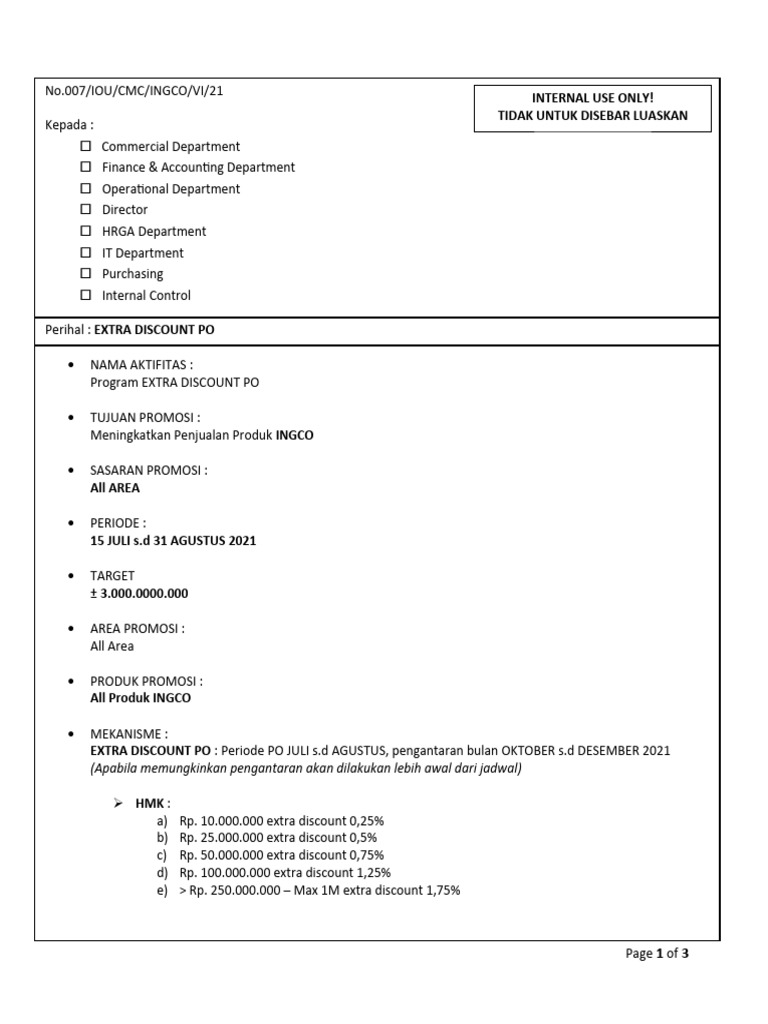 007 Juklak Program - Extra Discount PO | PDF | Bisnis | Komputer