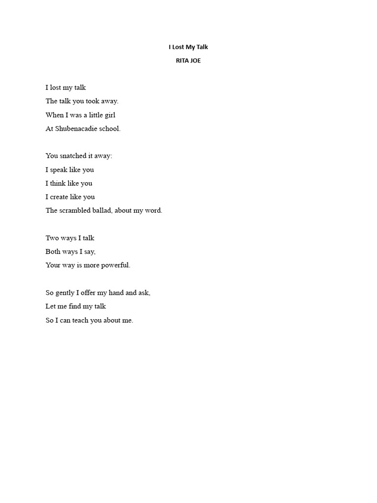 I Lost My Talk | PDF