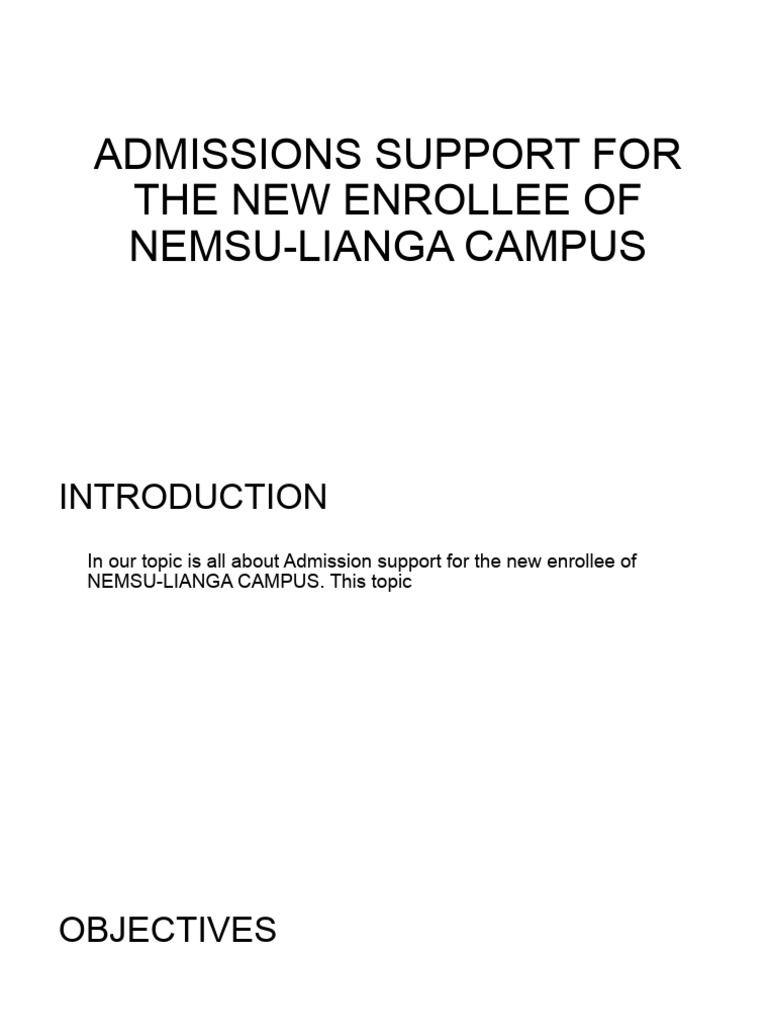 Admissions Support For The New Enrollee of Nemsu-Lianga | PDF