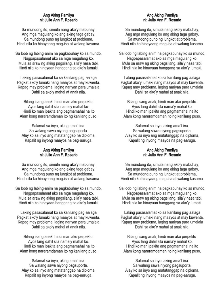 Ang Aking Pamilya Esp | PDF