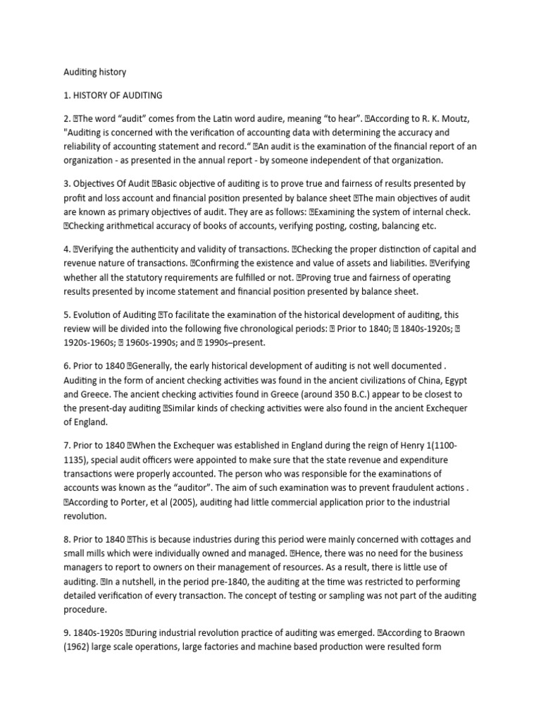 Auditing History | PDF