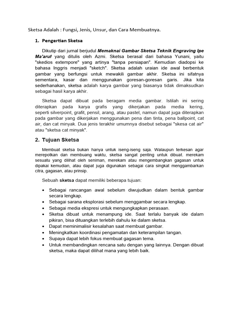 Unsur dan Fungsi Sketsa Gambar | PDF | Metode & Bahan Ajar | Griya & Taman