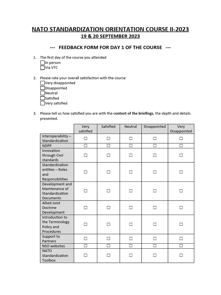 Nato Soc II-2023 - Feedback Form | PDF