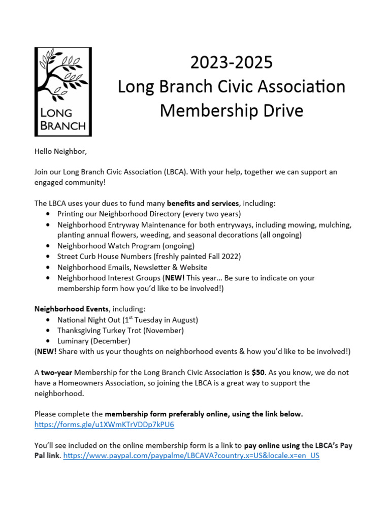 2023-25 Lbca Membership Drive Letter Website Rev | PDF | Politics ...