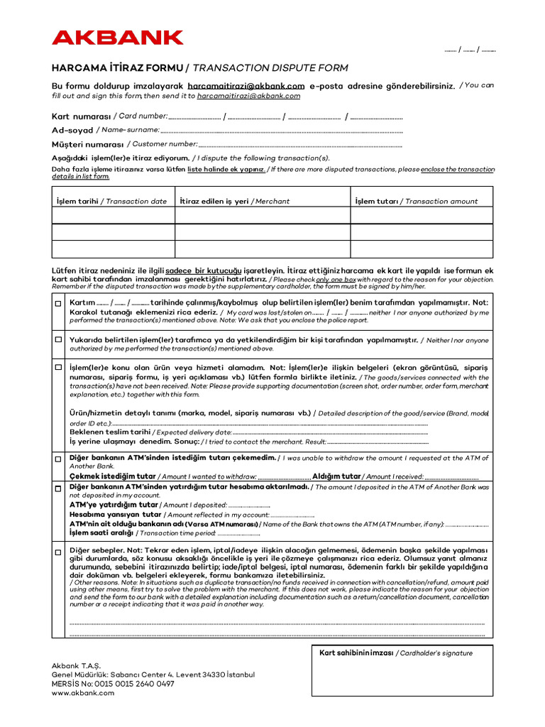 Harcama İtiraz Formu V3 | PDF