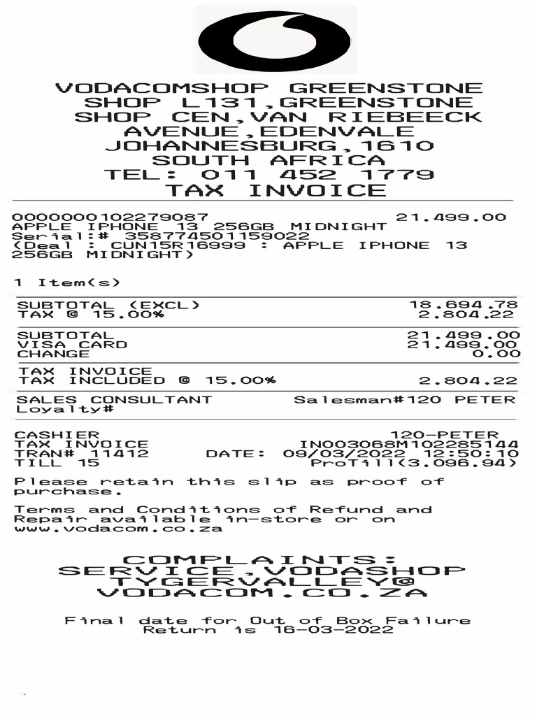 Apple iPhone 13 Purchase Invoice | PDF
