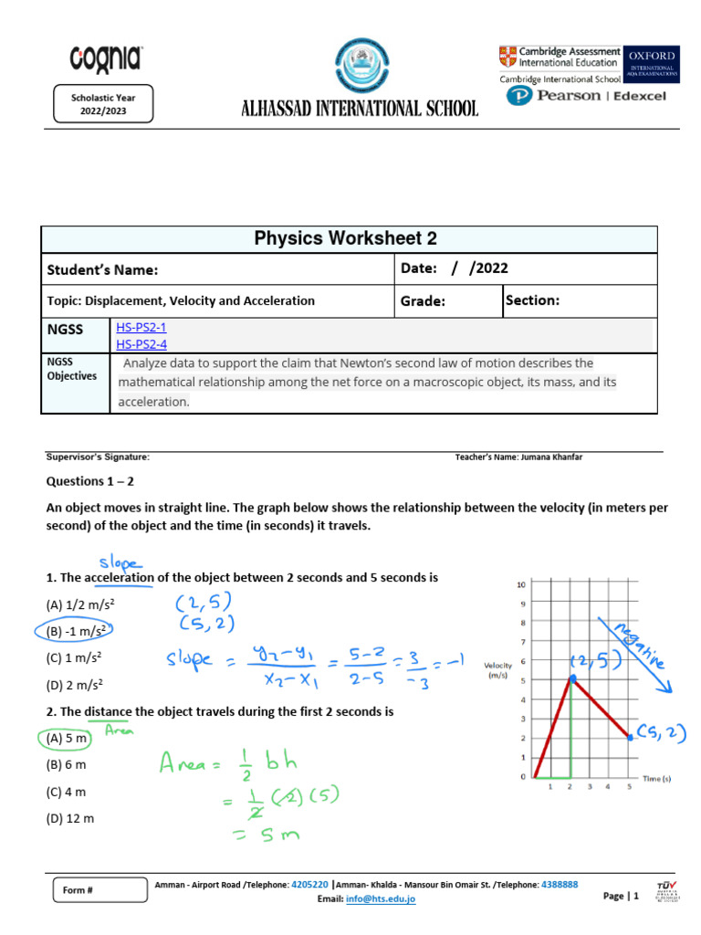Solved WS2 Distance, Displacement, Speed & Velocity | PDF