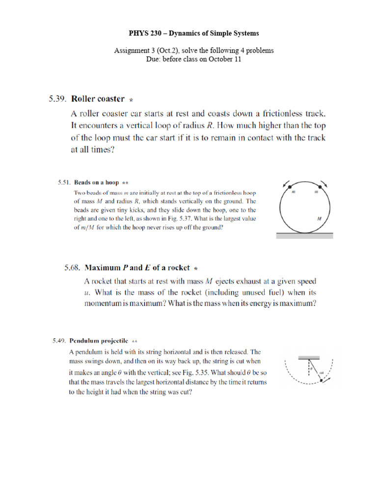 Assignment 3 (Oct.2), Solve The Following 4 Problems Due: Before Class On October 11 | PDF