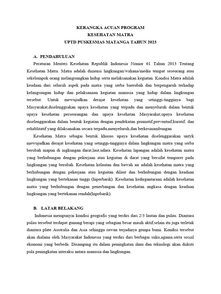 KAK Pendampingan Daerah Rawan Bencana | PDF