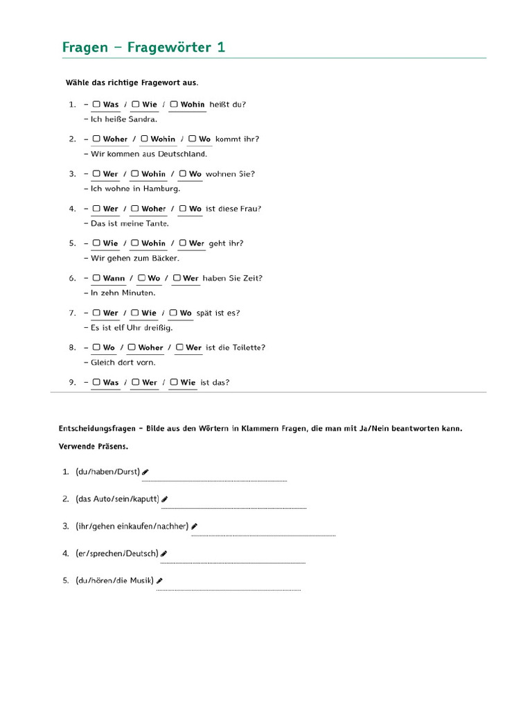 Satzbau (Sentence Construction) | PDF