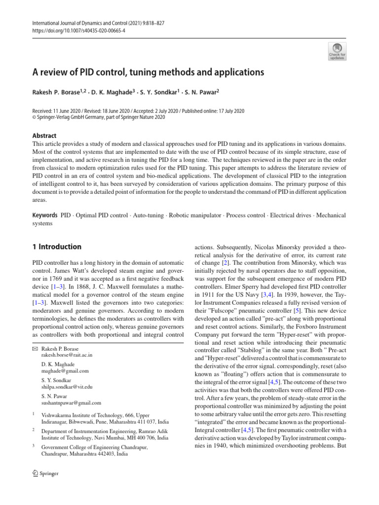 A Review of PID Control Tuning Methods and Applications | PDF | Control ... A Review of PID Control Tuning Methods and Applications | PDF | Control ...