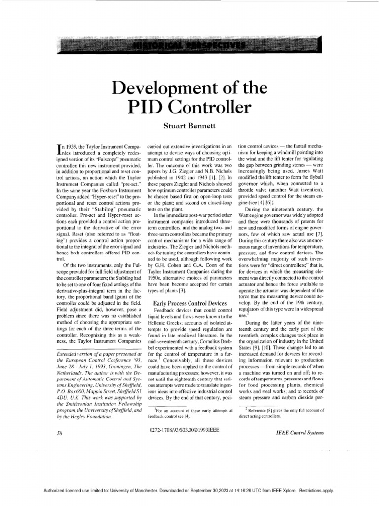Development of The PID Controller | PDF | Mechanical Engineering ...