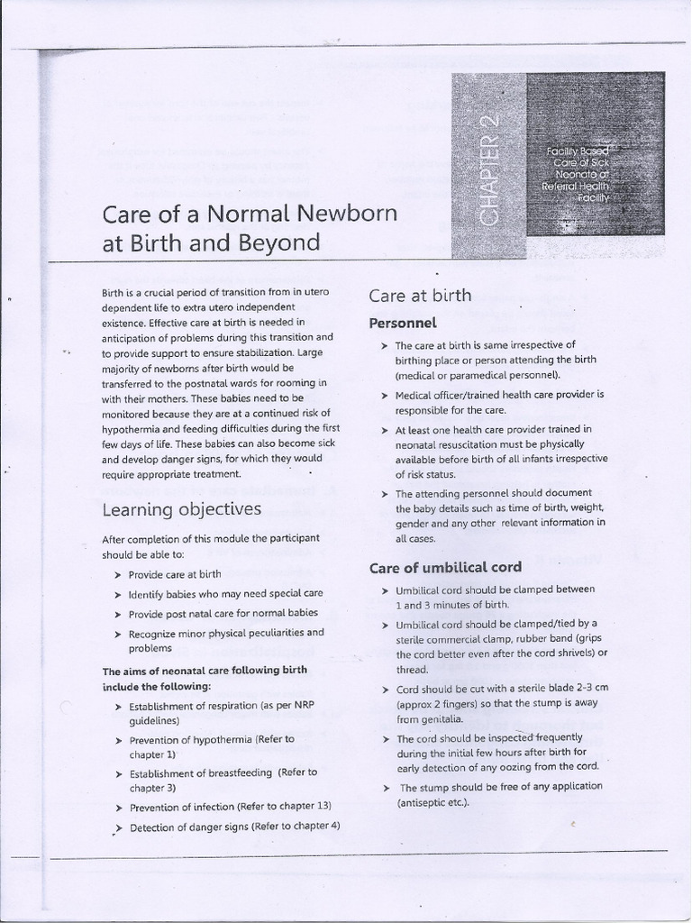 Care of A Normal Newborn at Birth and Beyond | PDF