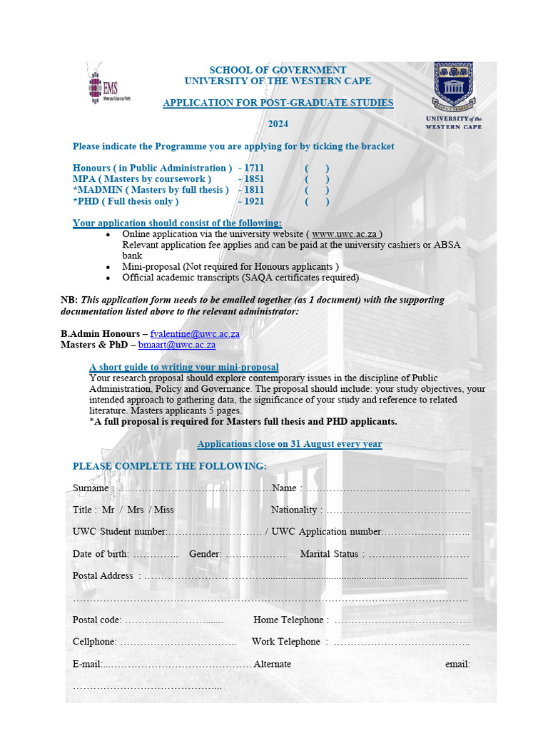 SOG Application Form 2024 | PDF | Thesis | Doctor Of Philosophy