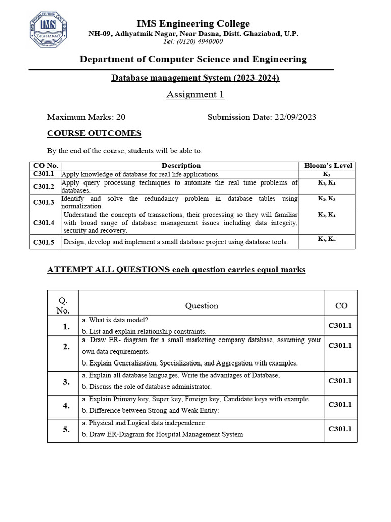 Assignment 1 | PDF | Databases | Systems Science