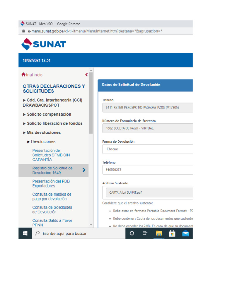 Modelo de Carta A La Sunat | PDF