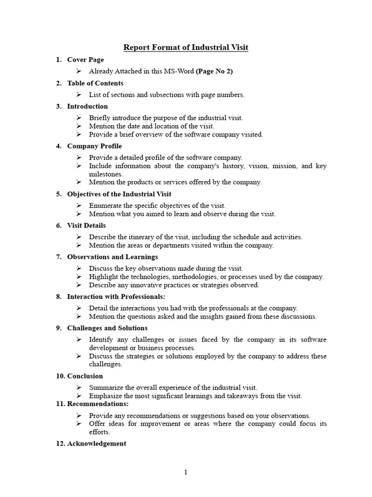 Format of Industrial Visit | PDF | Science | Computing