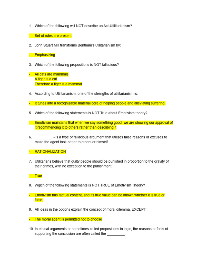 Compiled Quiz 2 Ethics PDF | PDF