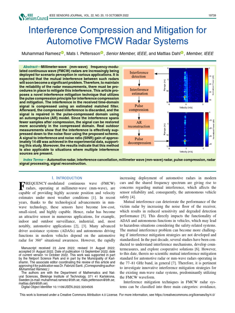 Interference Compression and Mitigation For Automotive FMCW Radar ...