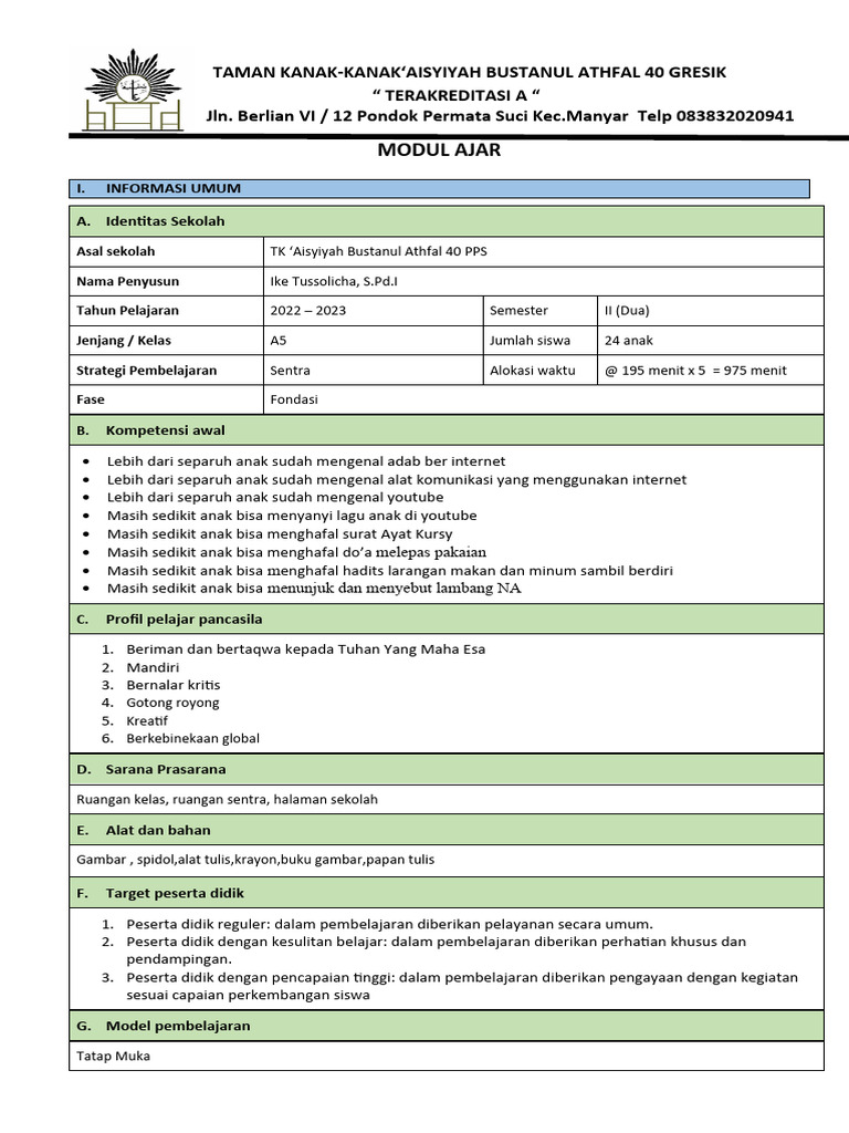 Modul Ajar A MGG 14 | PDF