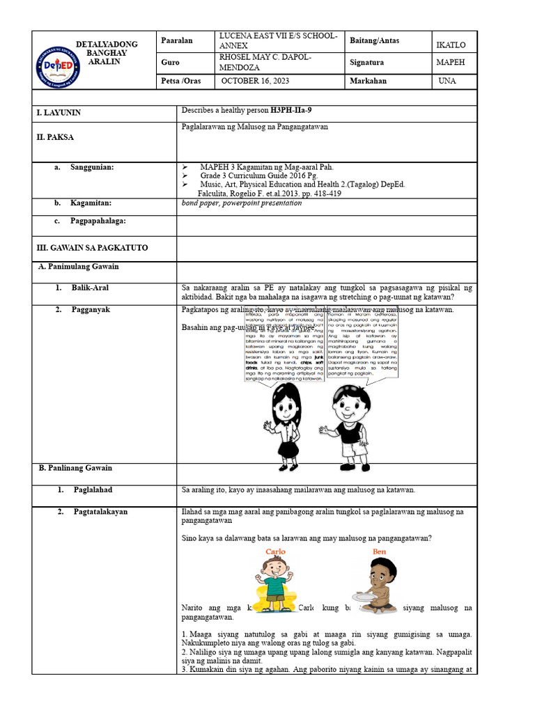 Health 3 Quarter 1 Week 1 Aralin 1 | PDF