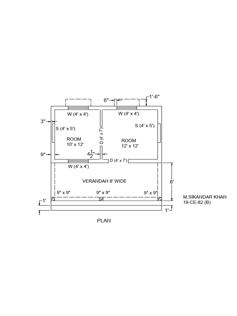 19-Ce-82 Plan of The Building Assignment 3 Muhammad Sikandar Khan | PDF