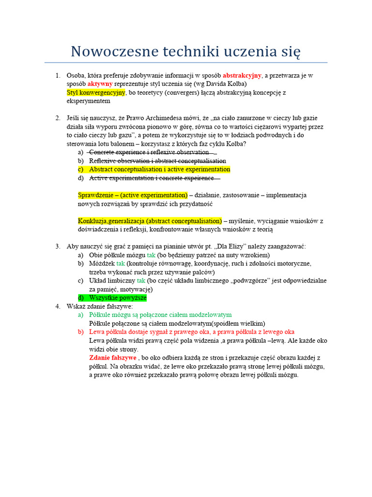 Nowoczesne Techniki Uczenia Się | PDF