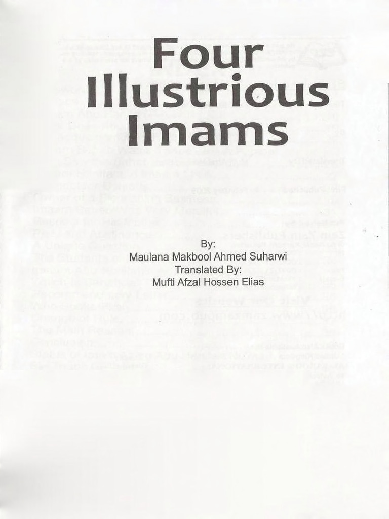 Four Illustrous Imams by Shaykh Maqbool Ahmad Seoharvi | PDF | Religion ...