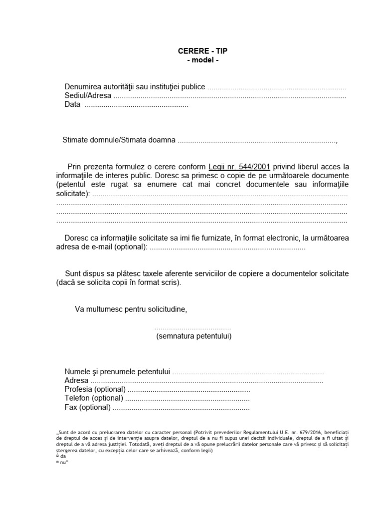 Cerere Tip Informatii LG 544 | PDF