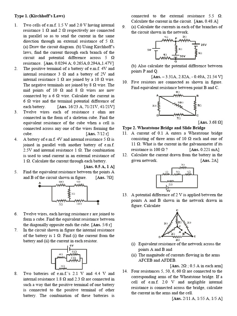Current Electricity Kirchhoff's Law (Dinesh N.M.) | PDF