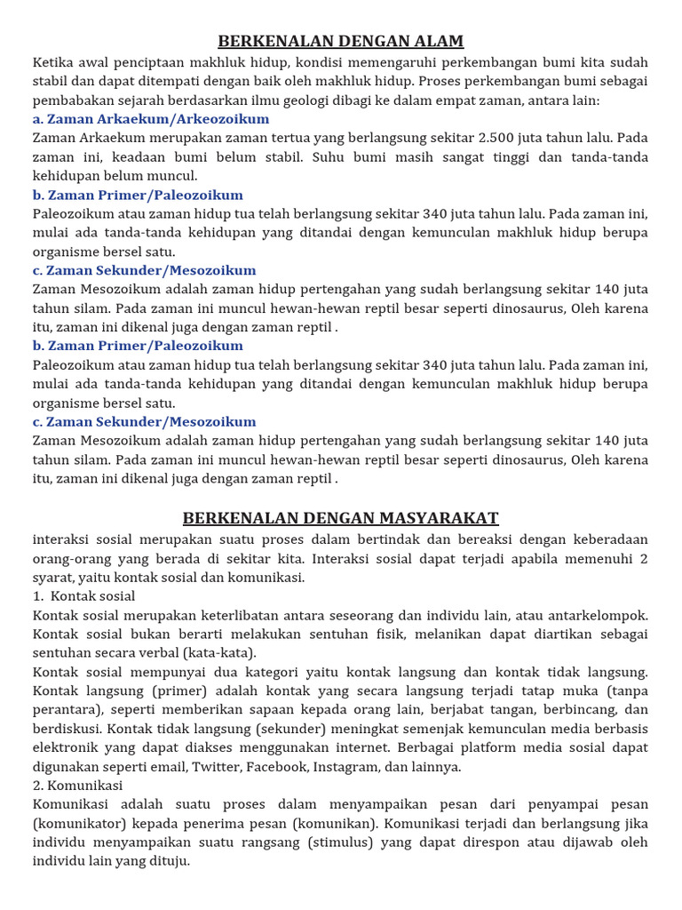 Memahami Berkenalan dengan Alam dan Masyarakat | PDF
