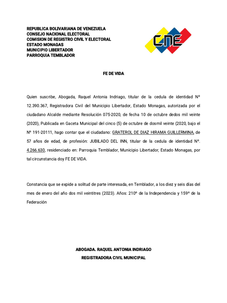 FE DE VIDA | PDF