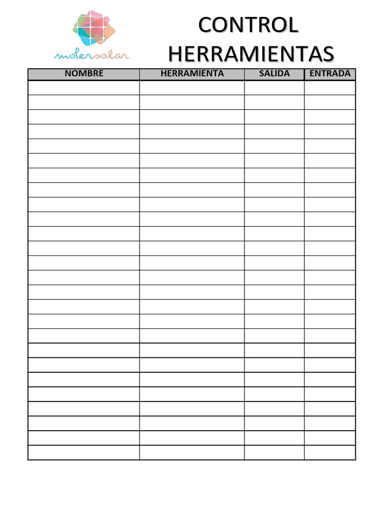 Control Herramientas Plantilla | PDF