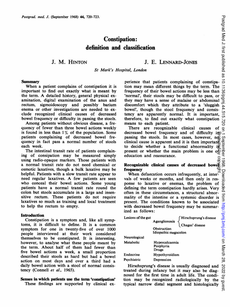Constipation. Definition and Classification | PDF | Constipation | Rectum