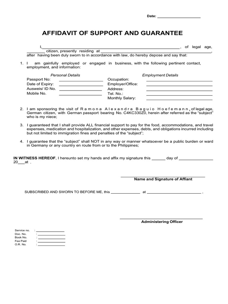 Affidavit of Support and Guarantee 2023 | PDF | Law