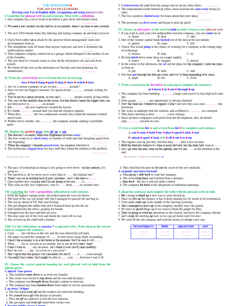 Use of English For Advanced Learners - 04 | PDF