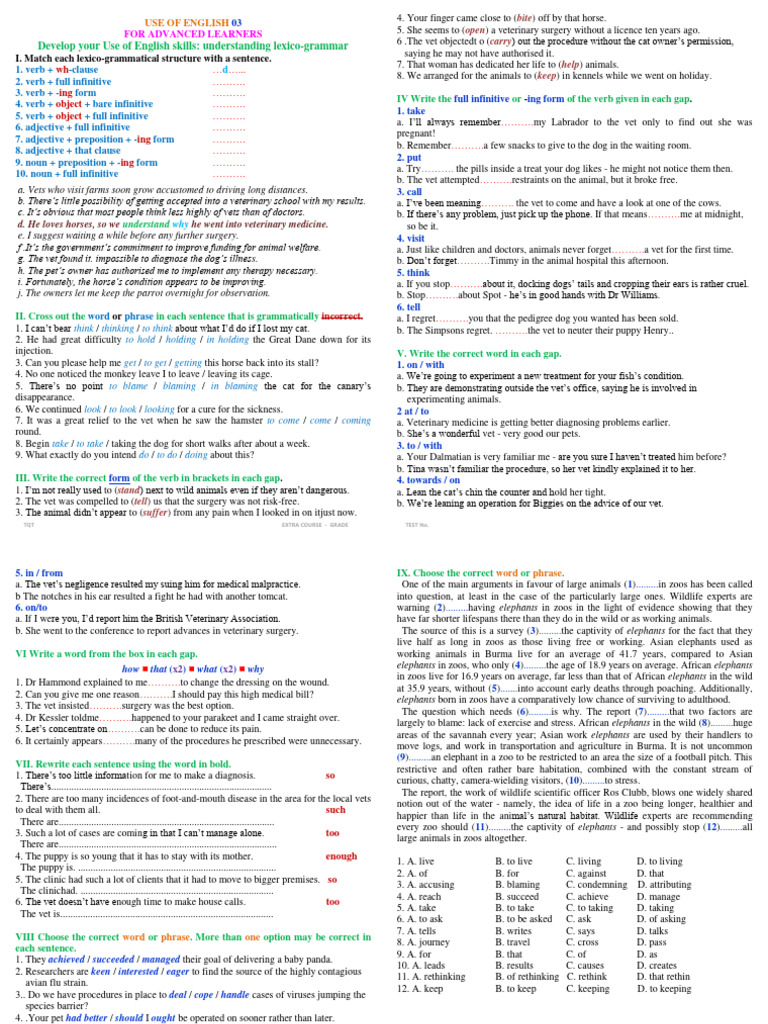 Use of English For Advanced Learners - 03 | PDF